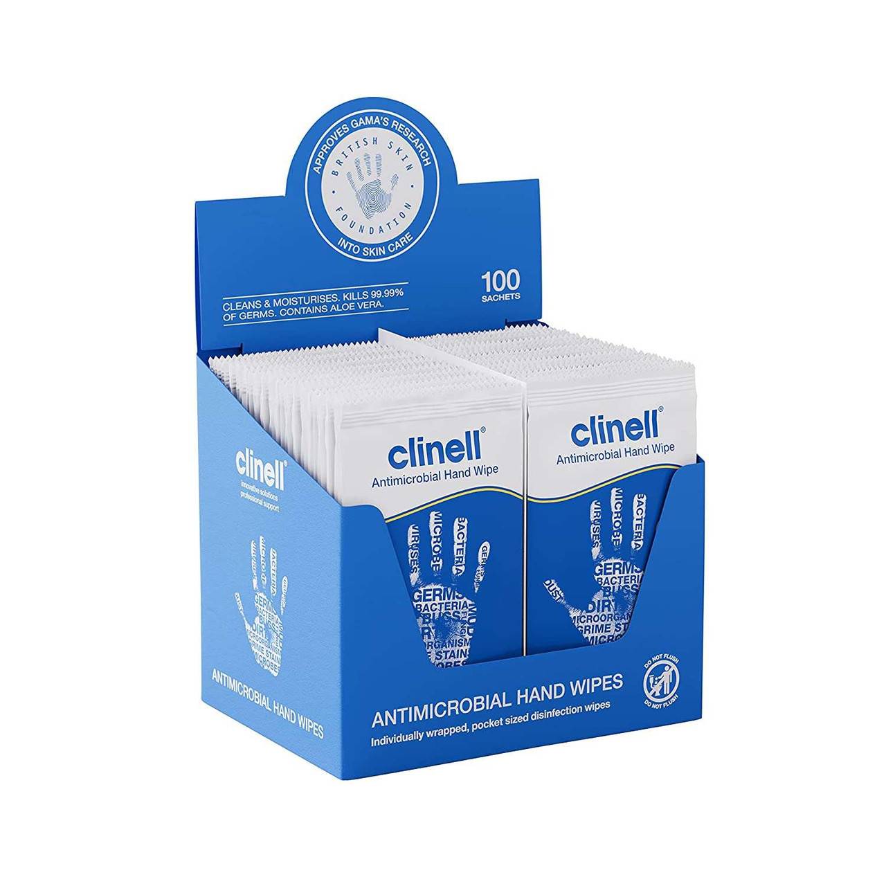 Clinell Antimicrobial Hand Wipes 100 Sachets – UKMEDI